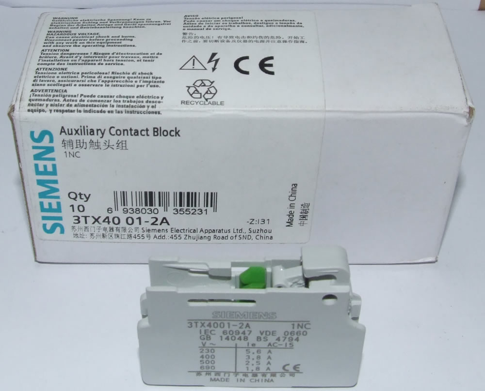 3TX4001-2A - 3TX4001-2A AUXILIARY CONTACT BLOCK : Industry Component ...